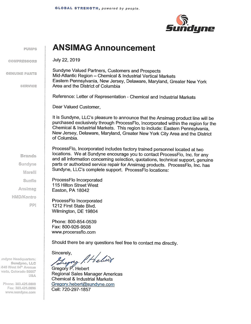 ANSIMAG Announcement – Processflo, Inc.